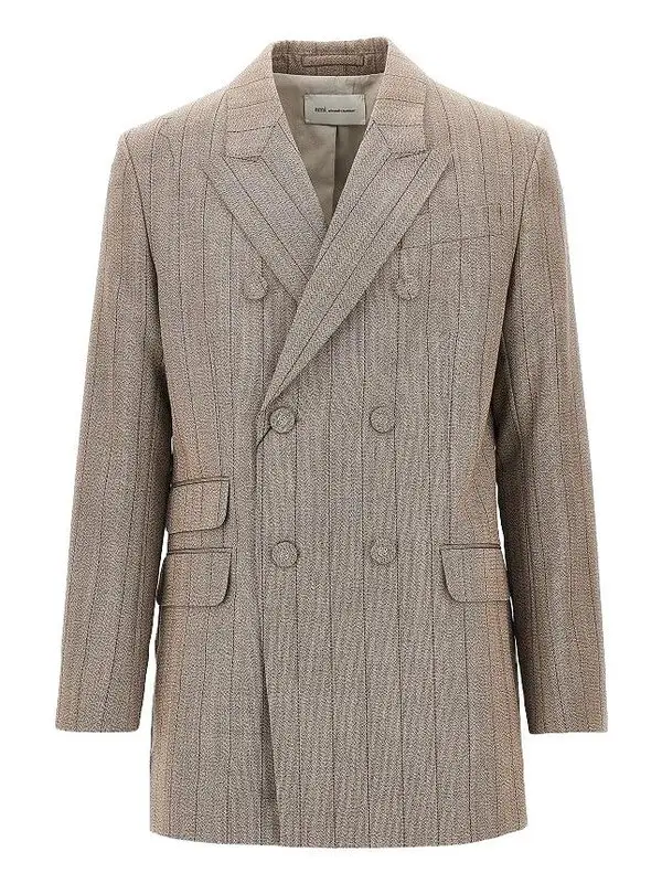 AMI Paris Double-breasted Wool Jacket With Martingale - Brown
