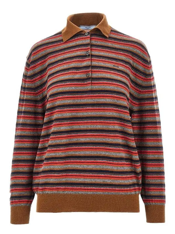 Prada Striped Cashmere Polo Shirt - Multicolor