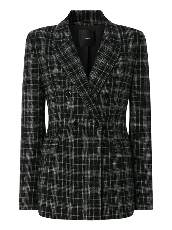 Pinko Double-breasted Check Jacket - Black