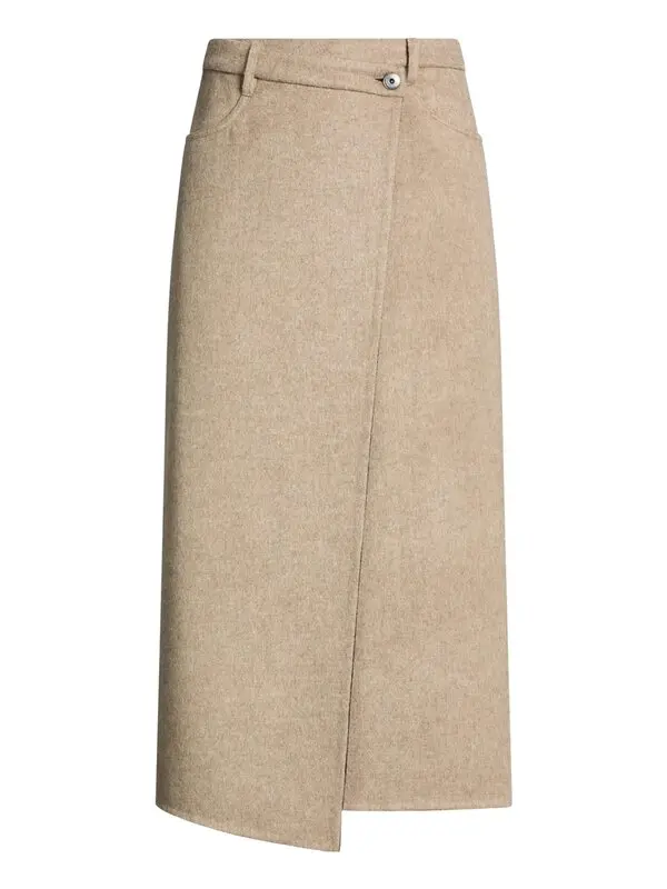 Brunello Cucinelli Wool Wrap Midi Skirt - No