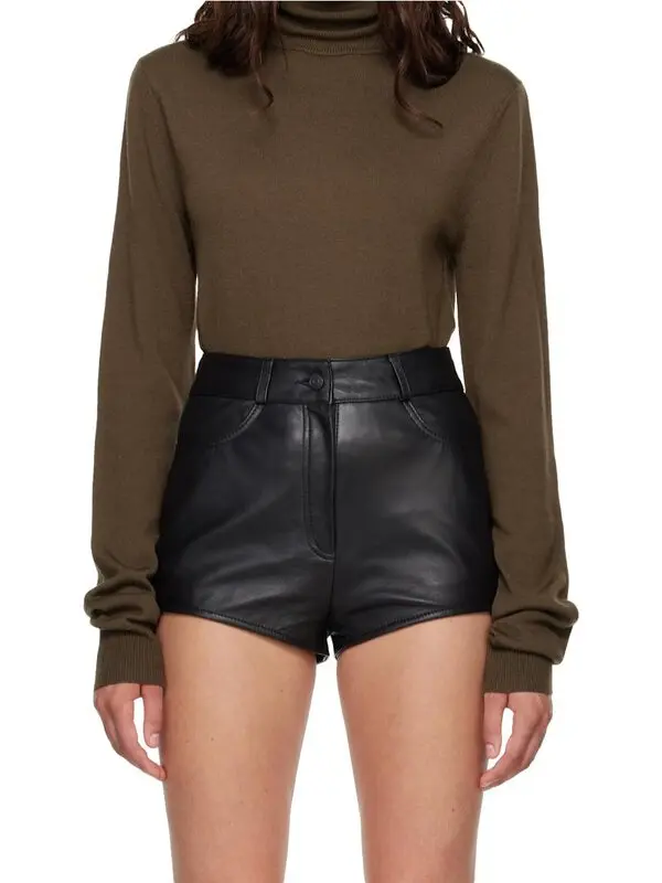 THE FRANKIE SHOP Slim Knit Turtleneck Sweater - Brown