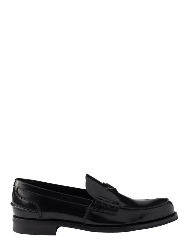Prada Brushed Leather Loafers - Black