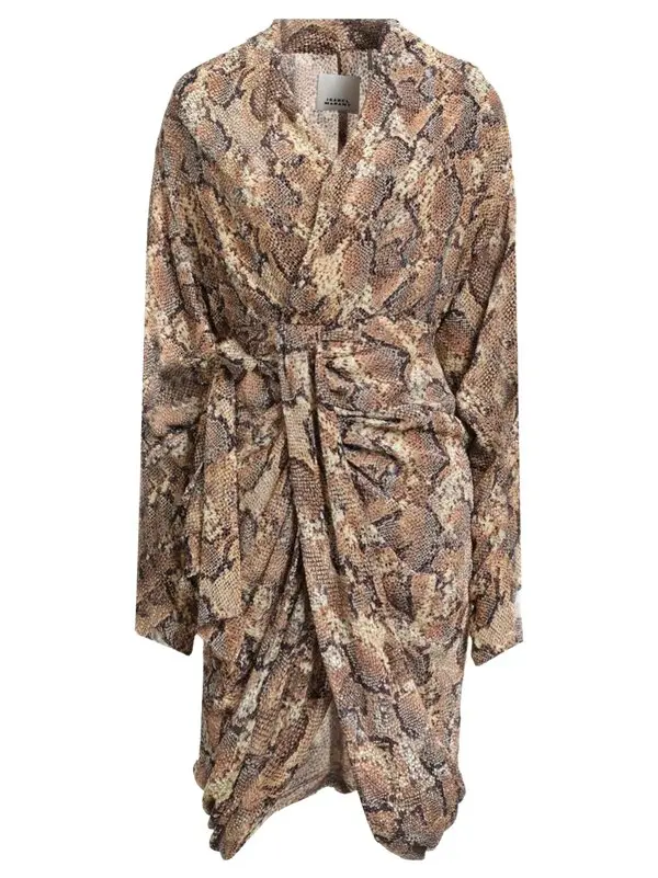 Isabel Marant Étoile Snake-print Velvet Midi Dress - Sand