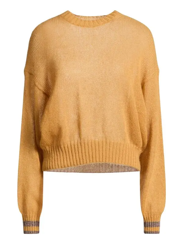 Brunello Cucinelli Metallic Trim Crewneck Jumper - Gold