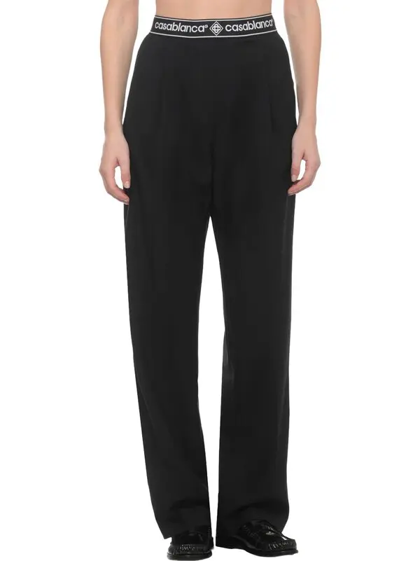 Casablanca Logo-waist Straight-leg Pants - Black