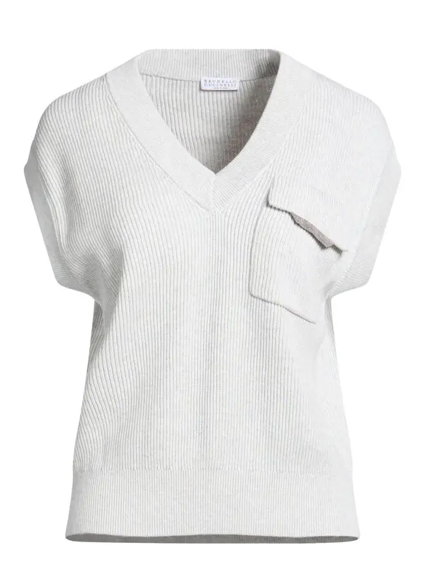 Brunello Cucinelli Melange Knitted V-neck Vest - Grey