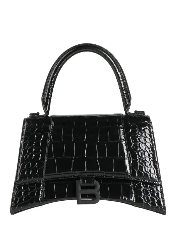 Balenciaga Crocodile-print Textured-leather Handbag - Black