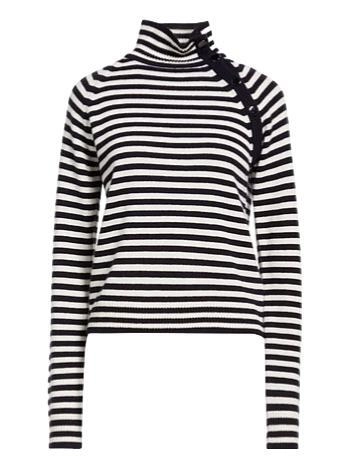 Max Mara Cashmere Striped Turtleneck Sweater - Blue