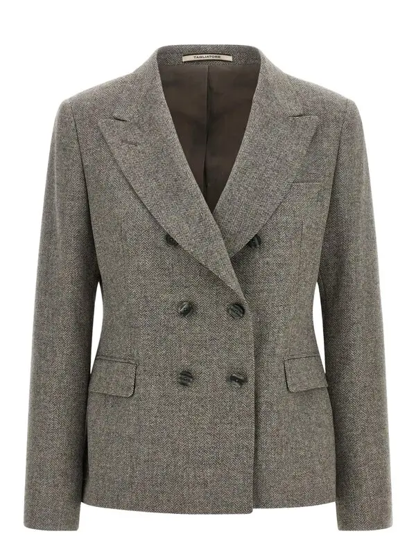 Tagliatore Virgin Wool And Cashmere Double-breasted Blazer - Grey
