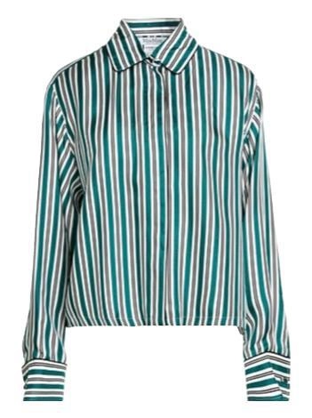 Max Mara Striped Satin Long-sleeved Shirt - Blue