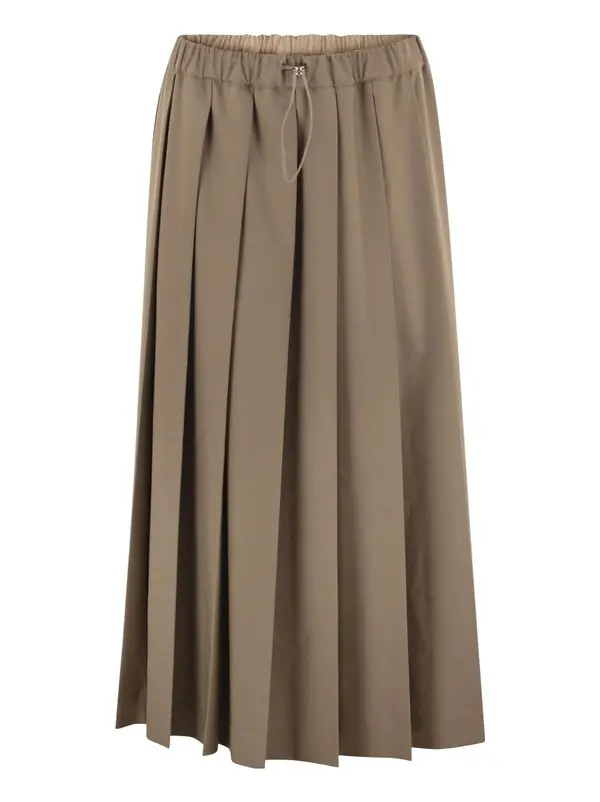 Fabiana Filippi Pleated Drawstring Midi Skirt - Brown