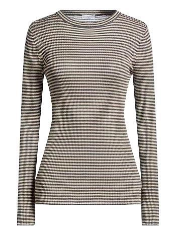 Brunello Cucinelli Striped Metallic Knit Sweater - Grey