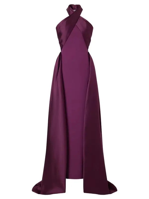 Solace Halterneck Crepe Gown - Red