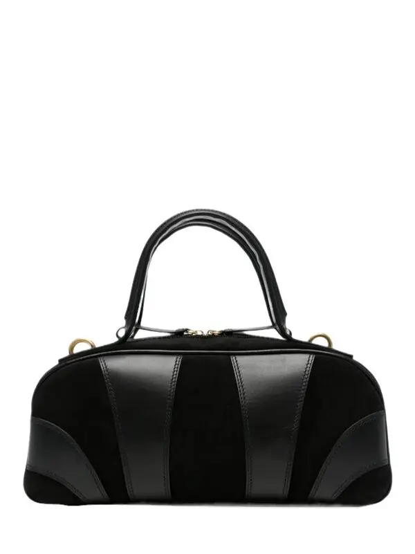 Dries Van Noten Leather Suede Paneled Zippered Handbag - Black