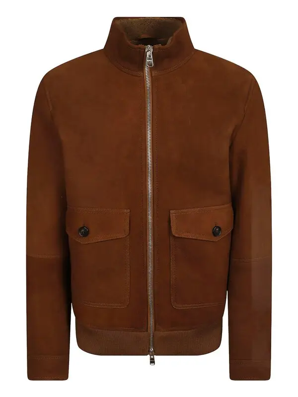 DONDUP Stand-collar Shearling Jacket - Brown