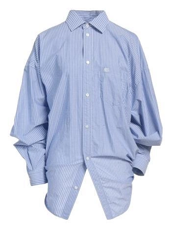 Balenciaga Striped Poplin Long Shirt - Blue