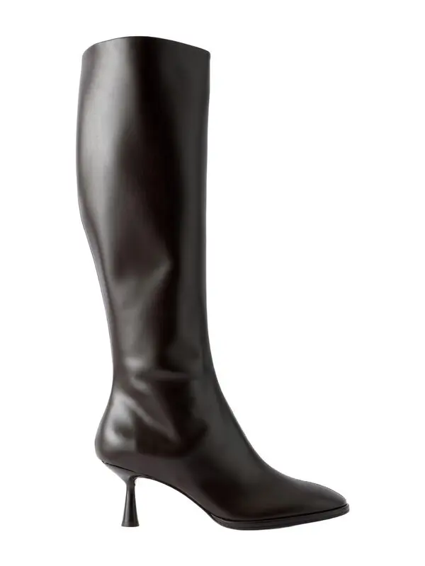 AeydĒ Solid Leather Knee Boots - Black