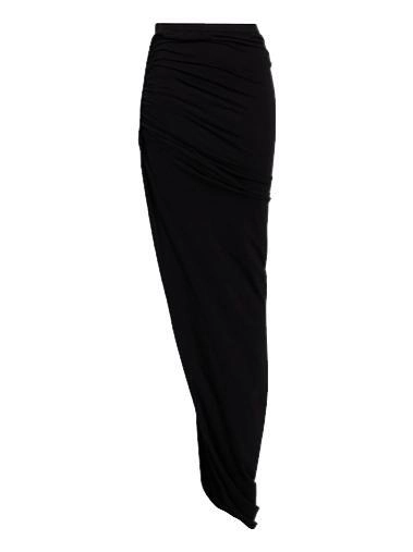 Rick Owens Asymmetric Jersey Maxi Skirt - Black