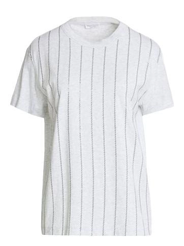 Brunello Cucinelli Striped Short Sleeve T-shirt - Grey