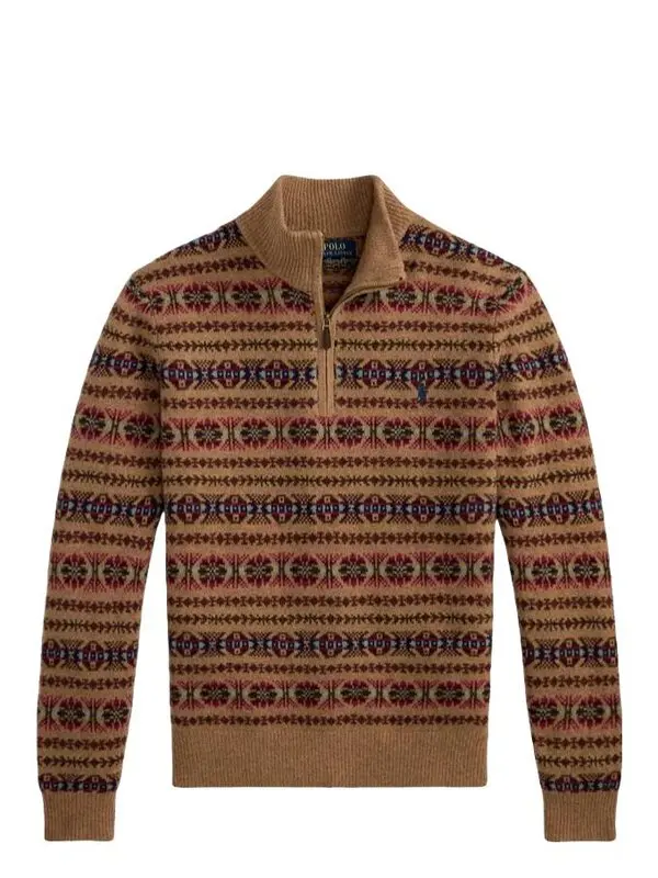 Polo Ralph Lauren Fair Isle Half-zip Sweater - Brown