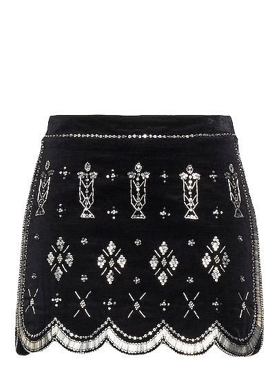 Isabel Marant Étoile Velvet Sequinpaneled Aline Skirt - Black