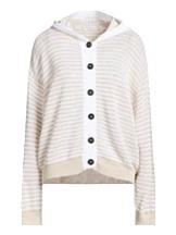 Brunello Cucinelli Striped Metallic Lightweight Sweater - White
