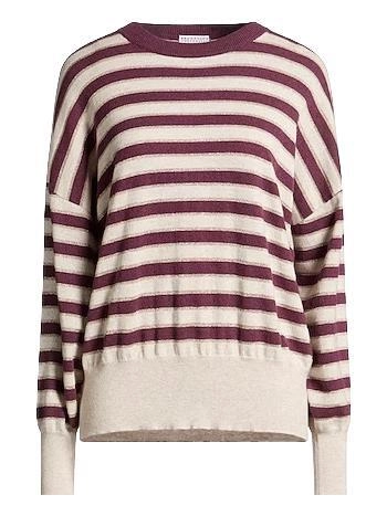 Brunello Cucinelli Striped Metallic Cashmere Knit Sweater - No