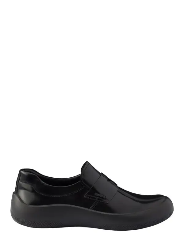 Prada Brushed Leather Loafers - Black