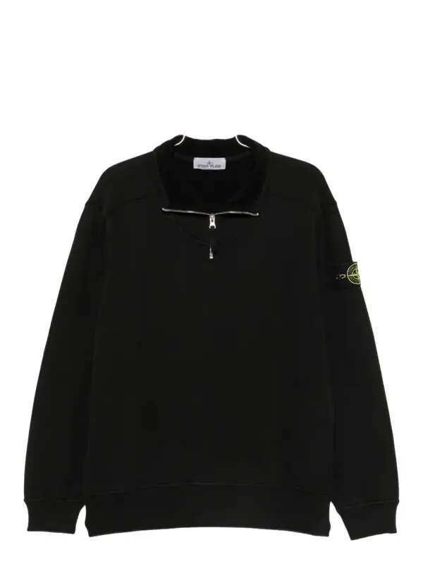 Stone Island Compass-patch Quarter-zip Sweater - Black