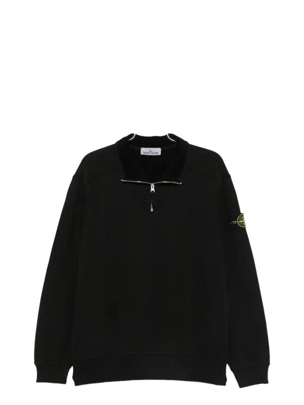 Stone Island Compass-patch Quarter-zip Sweater - Black