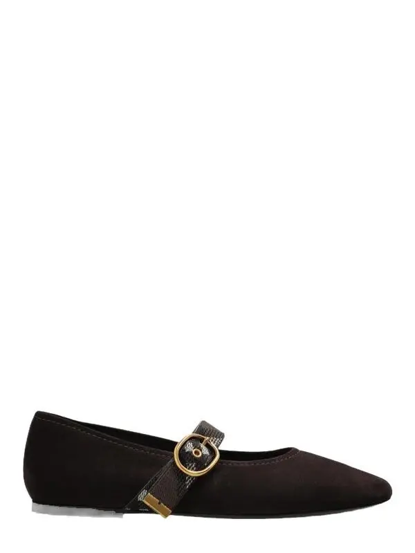 Burberry Suede Mary Jane Flats - Peat Brown