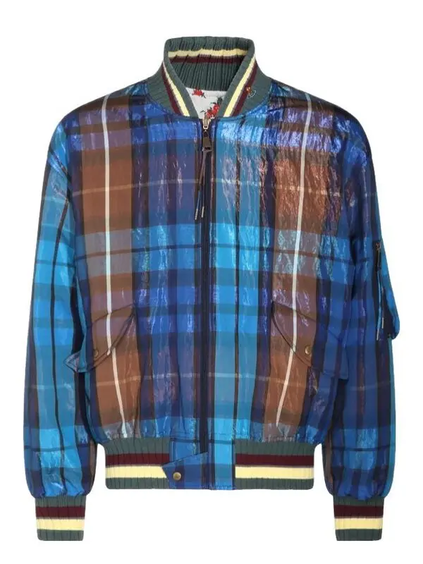 VIVIENNE WESTWOOD Check Patterned Zipped Bomber Jacket - Blue