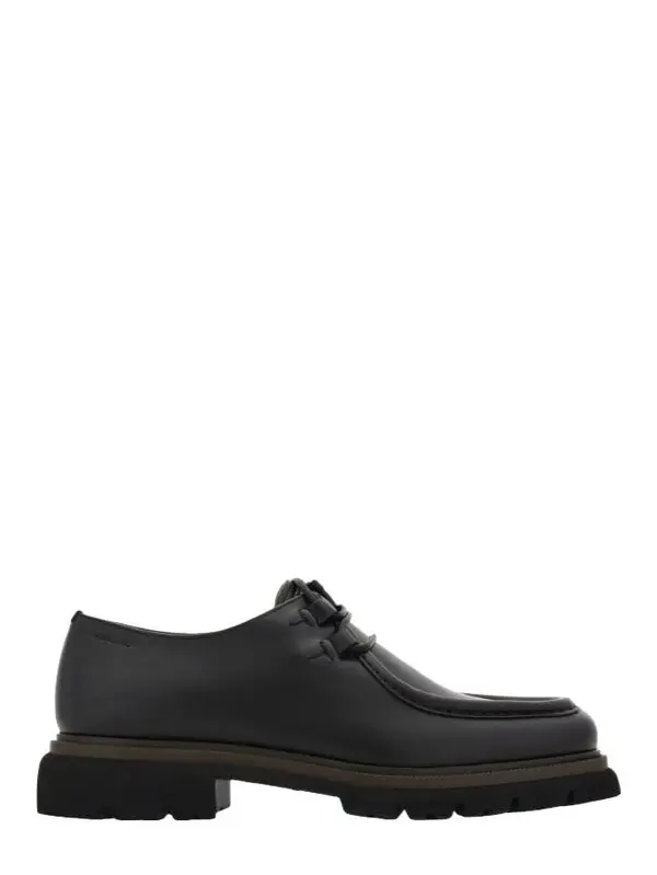 FERRAGAMO Smooth Calfskin Chunky Lace-up Shoes - Black