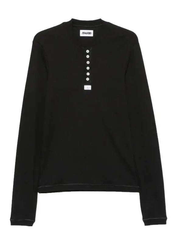 MAGLIANO Long-sleeve Button-front T-shirt - Black