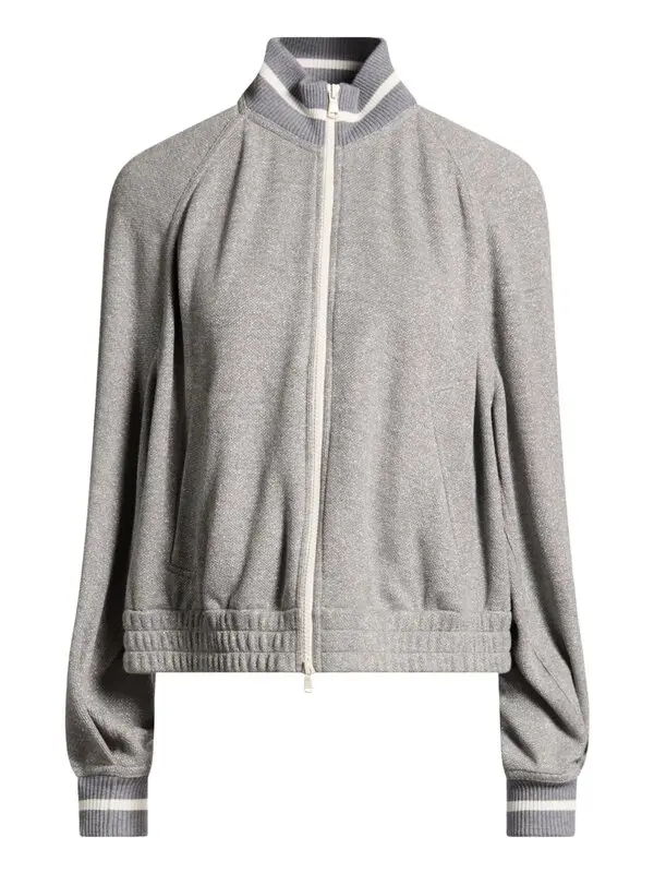 Brunello Cucinelli Two-tone Metallic Knitted Zip Jumper - Grey