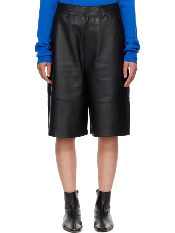 THE FRANKIE SHOP Leather Bermuda Shorts - Black