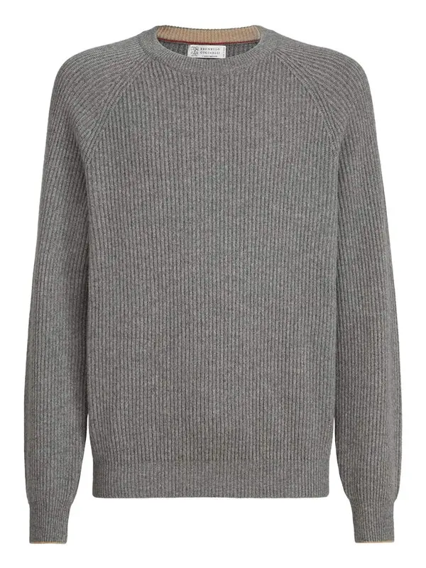 Brunello Cucinelli Cashmere Ribbed Sweater - Grey