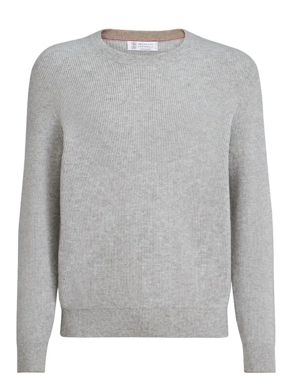 Brunello Cucinelli Cashmere English Rib Sweater - Grey