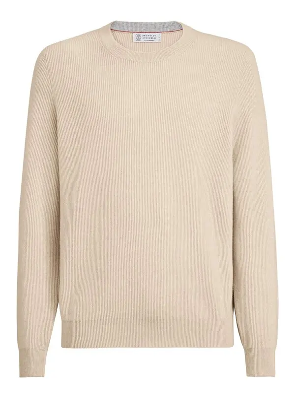 Brunello Cucinelli Cashmere English Rib Sweater - Beige