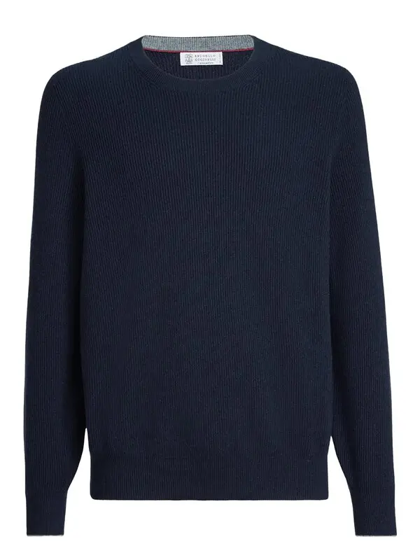 Brunello Cucinelli Cashmere English Rib Sweater - Blue