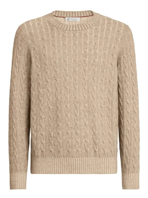 Brunello Cucinelli Cashmere Vanisé Cable-knit Sweater - Brown