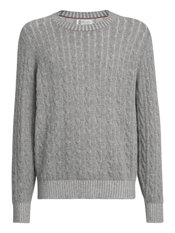 Brunello Cucinelli Cashmere Vanisé Cable-knit Sweater - Grey