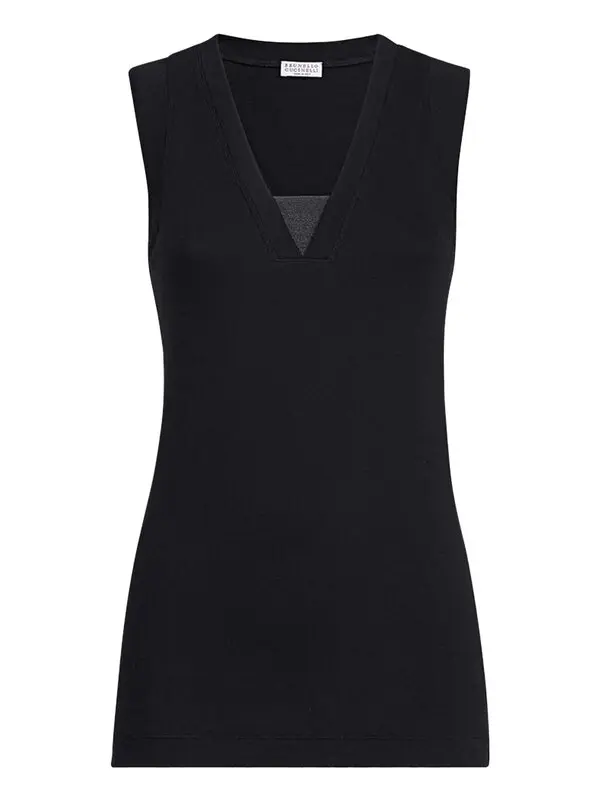 Brunello Cucinelli Stretch-cotton Monili Tank Top - Black