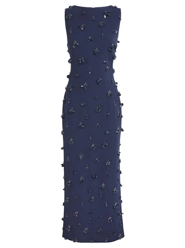 Simkhai Embellished Organza Claudia Maxi Dress - Navy