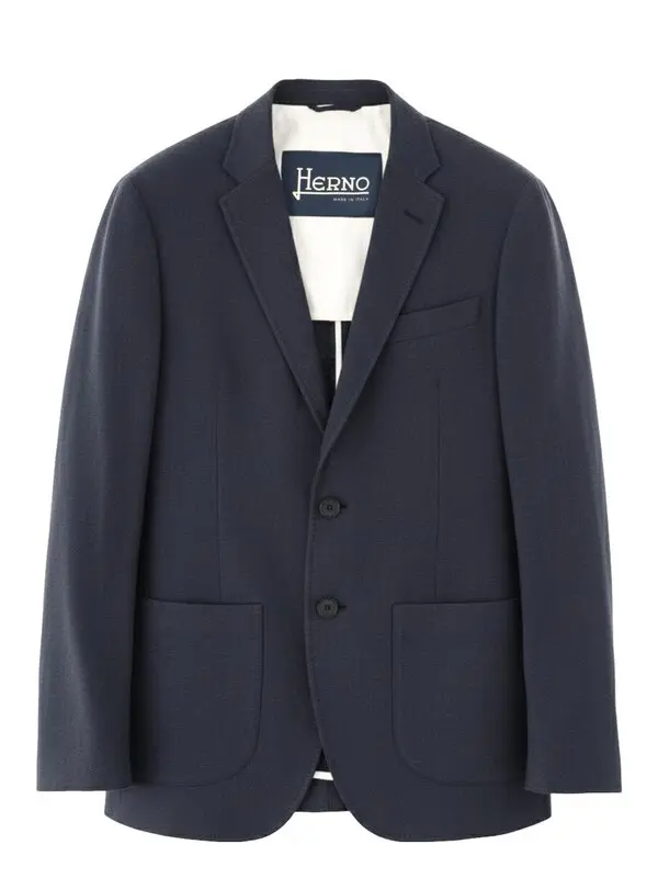 Herno Single-breasted Linen Jacket - Blue