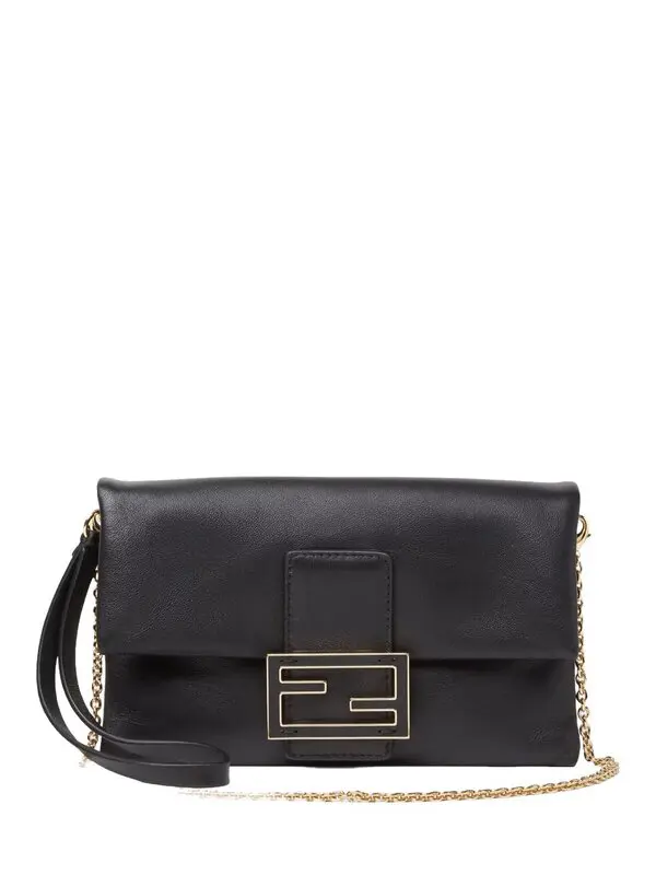 Fendi Leather Baguette Mom Pouch - Black