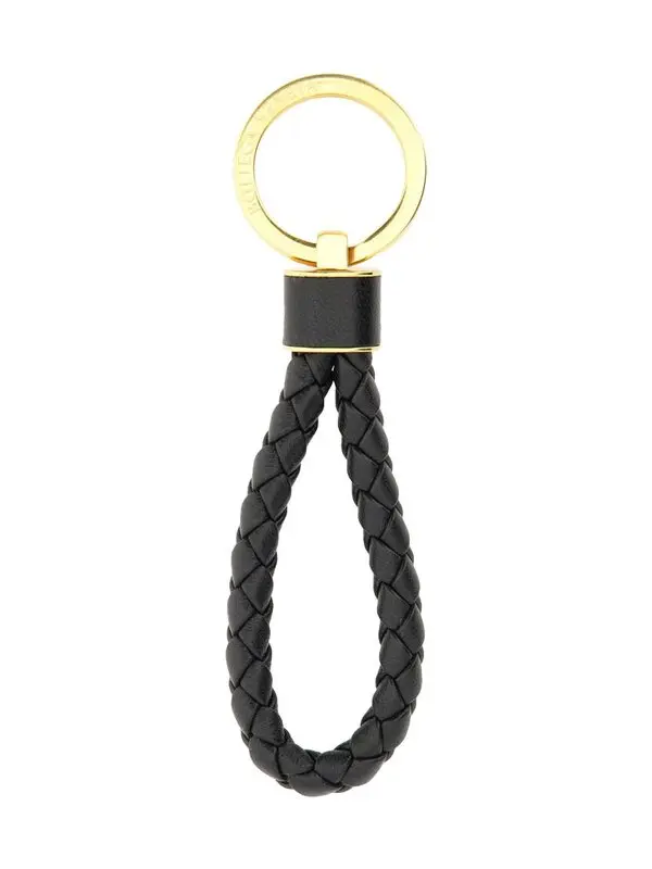 Bottega Veneta Woven Leather Keychain - Black