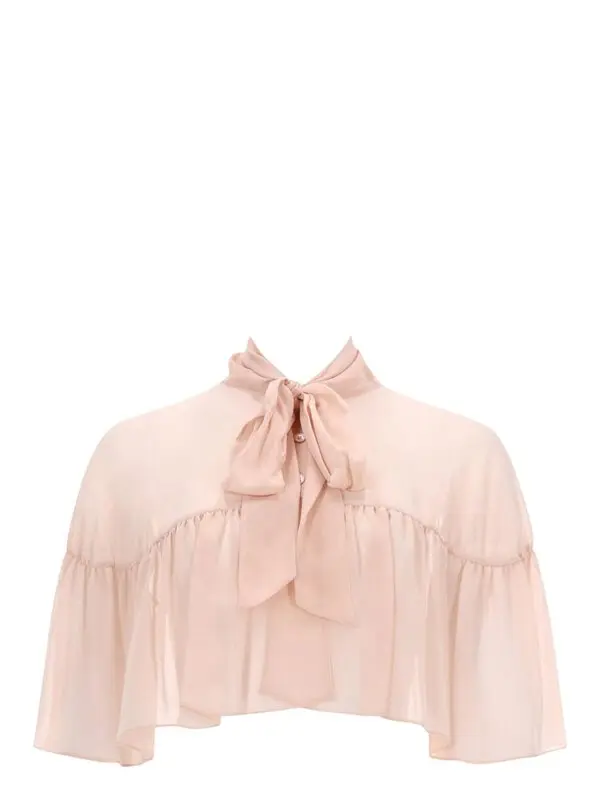 Max Mara Silk Cape With Bow - Pink