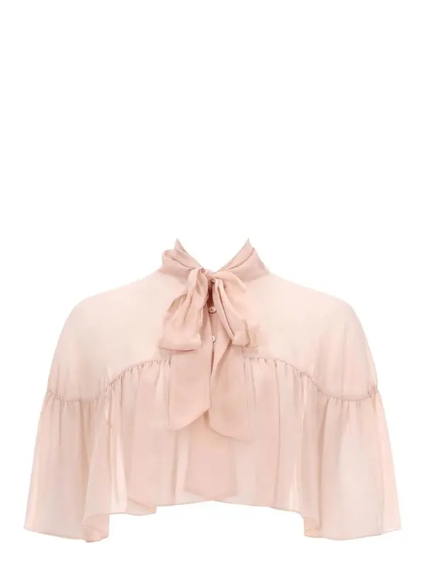 Max Mara Silk Cape With Bow - Pink