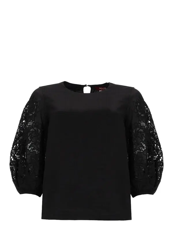 Max Mara Lace Sleeve T-shirt - Black